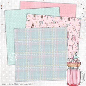 Ice Cream Digital Paper Pack Pink Ice Cream Shop Digital Pattern ...
