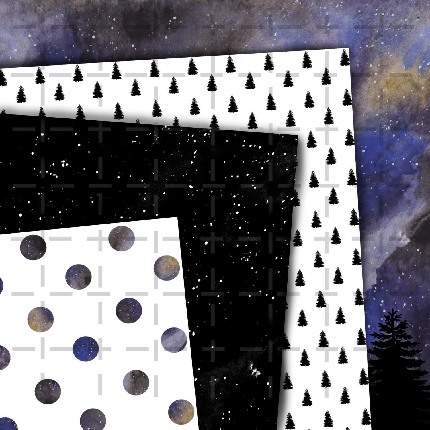 Starry Night Digital Paper Pack Stargazing Digital Pattern - Etsy
