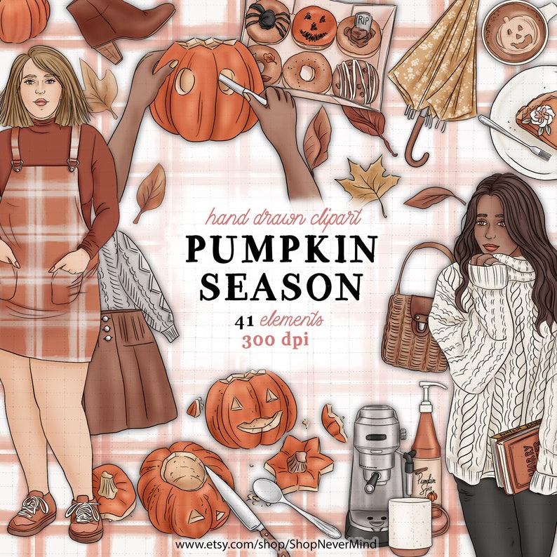 Fall Clipart Kit Fall Clipart Commercial Use Pumpkin Pie - Etsy