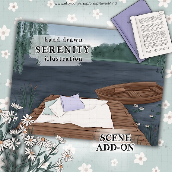 Spring Scene Illustration Spring Lake Scene Commercial Use | Etsy