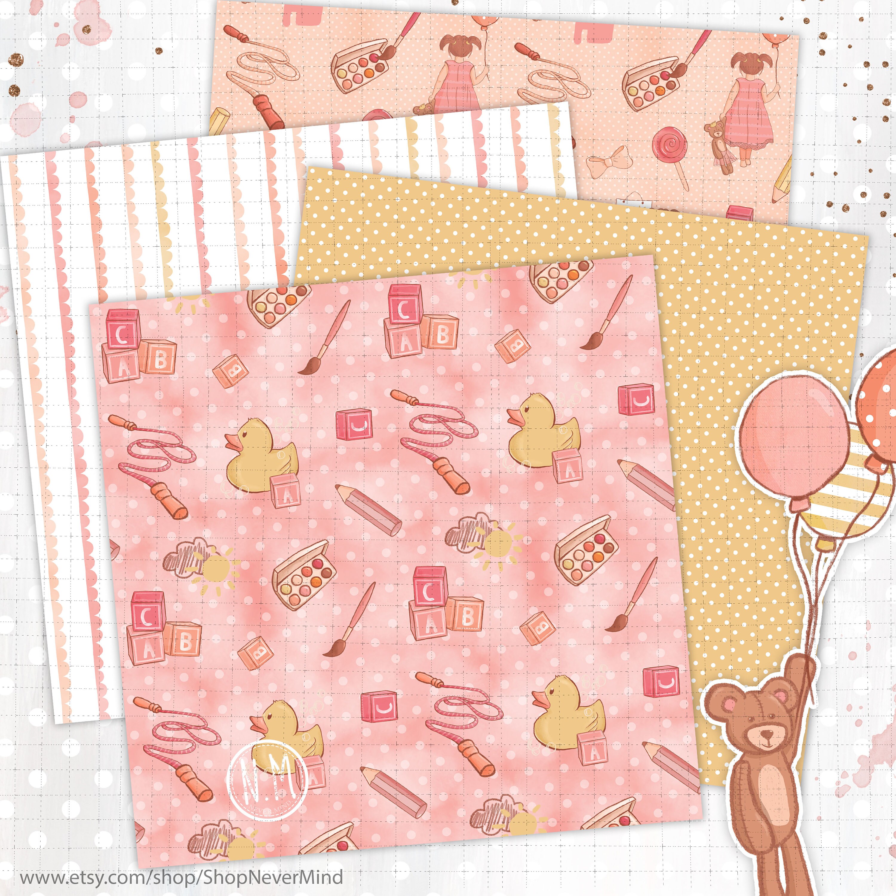 Baby Digital Paper Pack Baby Girl Printable Digital Pattern - Etsy