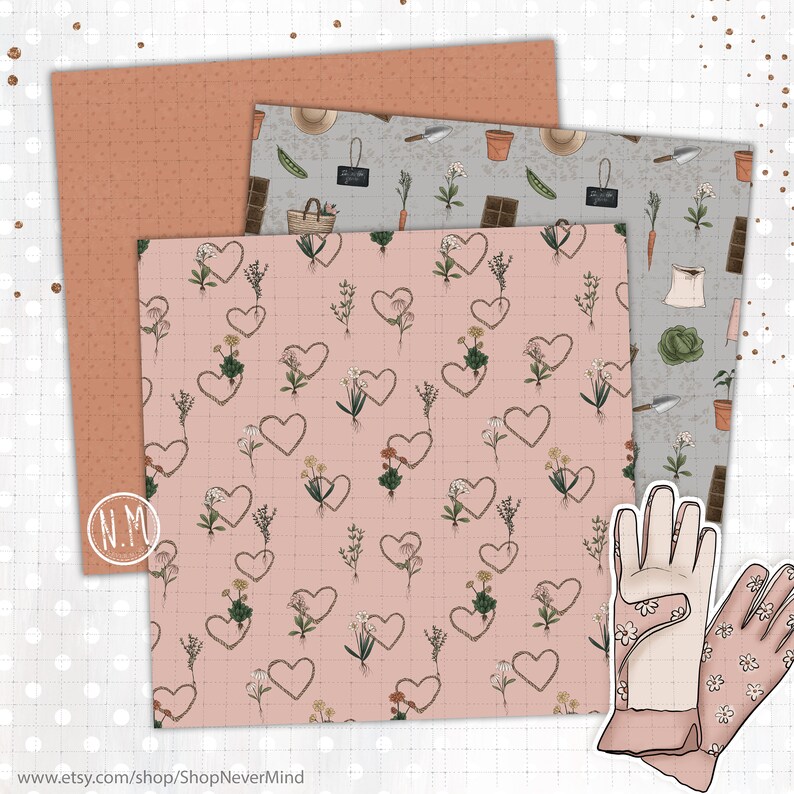 Spring Garden Digital Paper Pack Gardening Digital Pattern Commercial ...