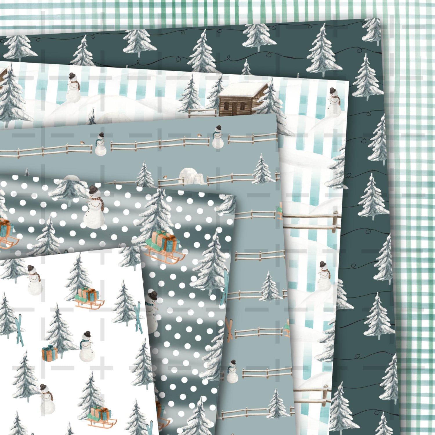 Winter digital paper pack Winter Wonderland digital pattern | Etsy
