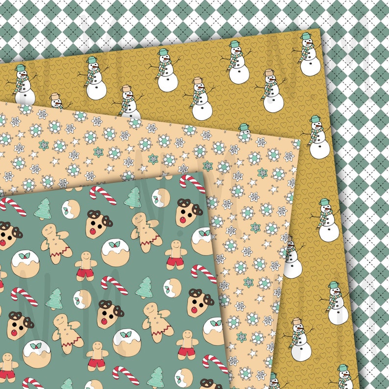 Christmas Digital Paper Pack Christmas Digital Pattern Cute | Etsy