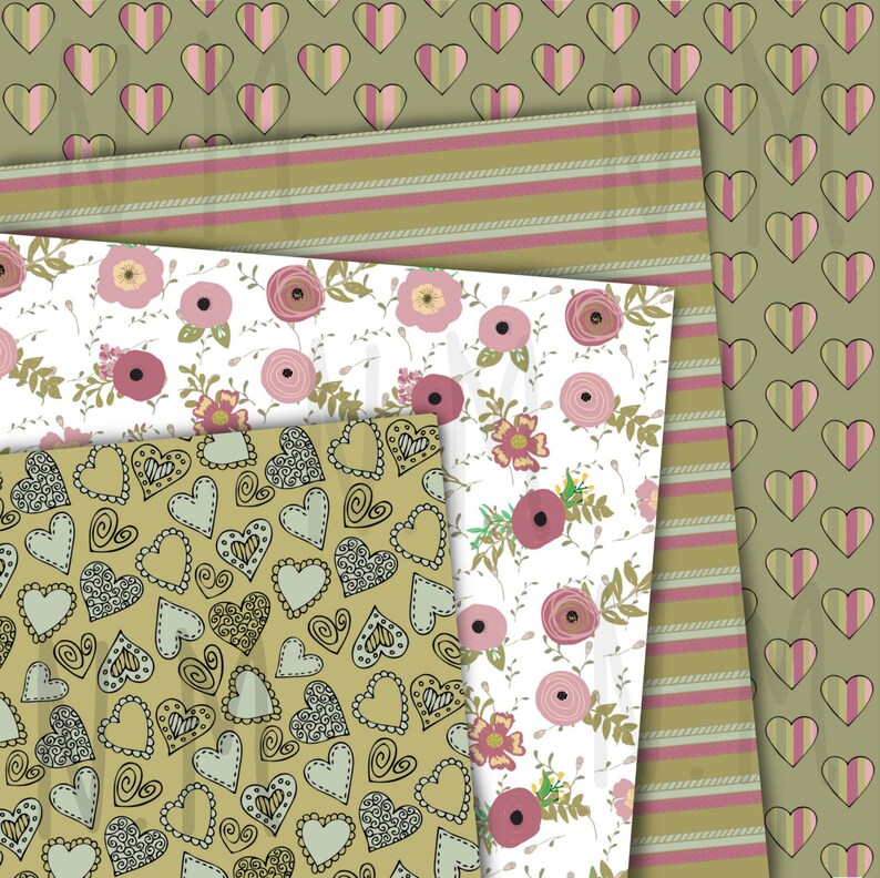 Love Digital Paper Pack Love Digital Pattern Hearts Printable Pattern ...