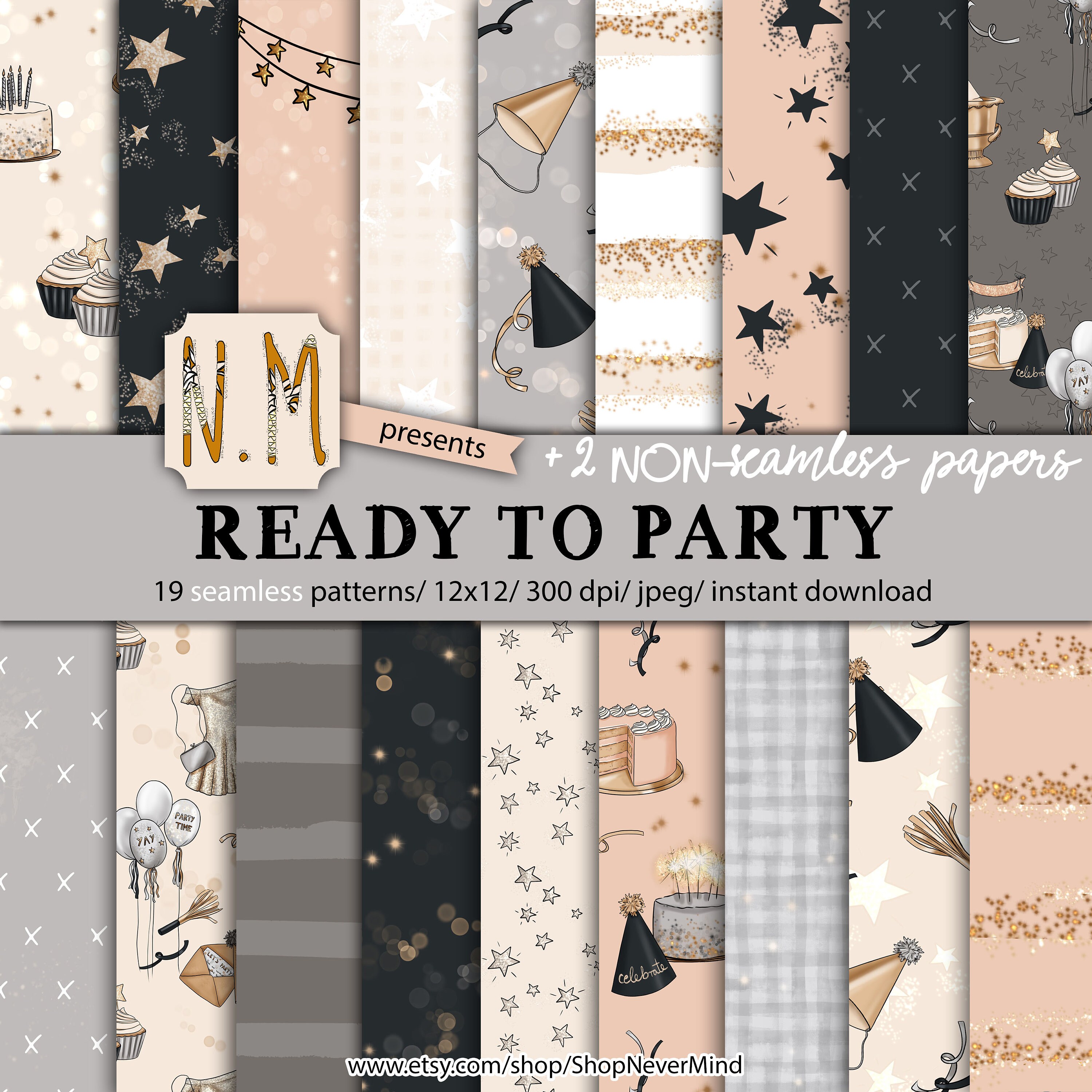 New Years Digital Paper Pack New Years Eve Party Digital - Etsy