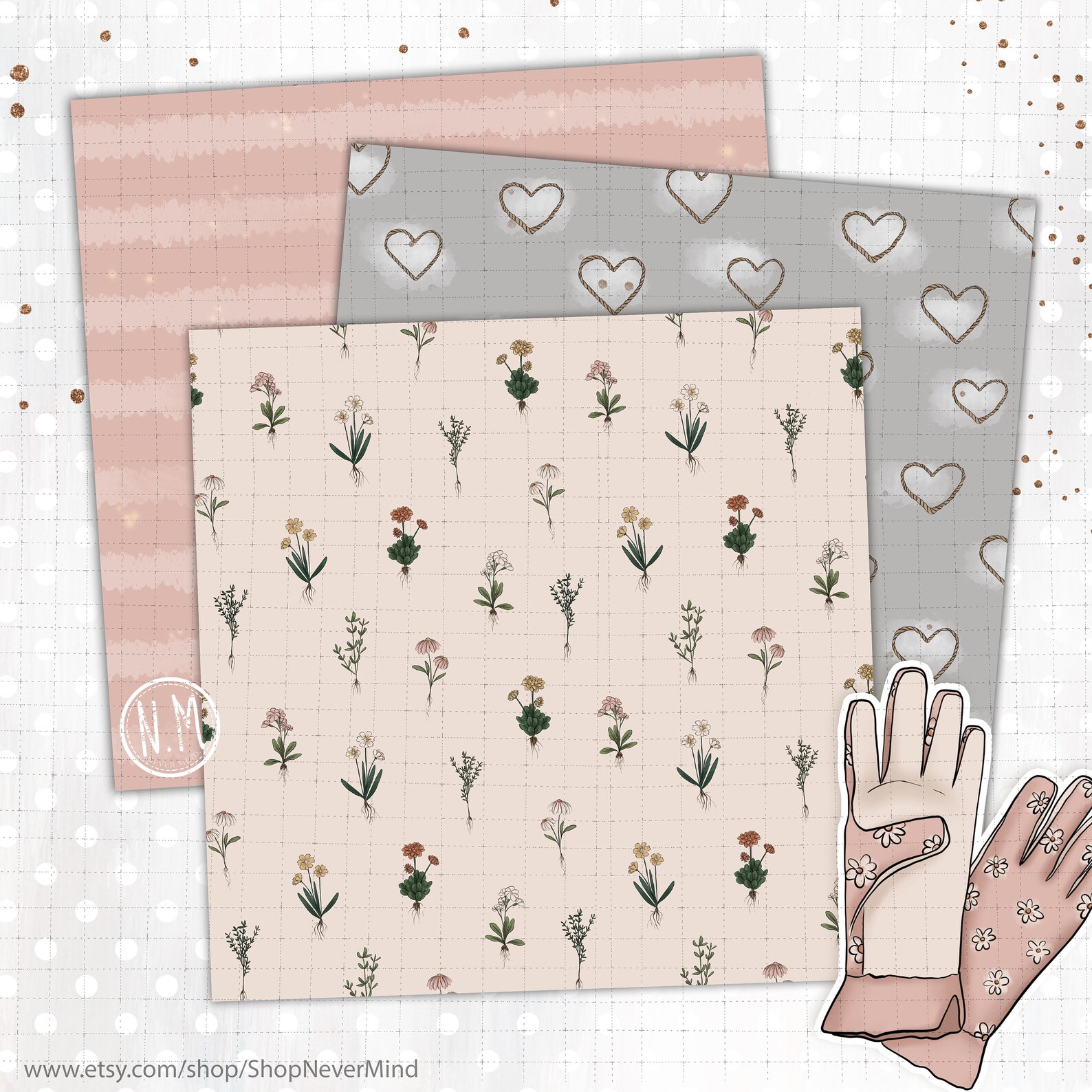 Spring Garden Digital Paper Pack Gardening Digital Pattern Commercial ...