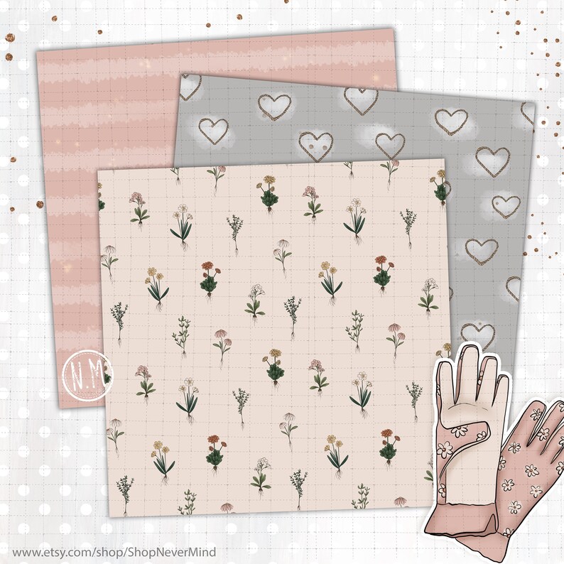 Spring Garden Digital Paper Pack Gardening Digital Pattern Commercial ...