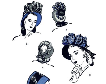 Vintage ADVANCE 4990 1940's SEXY HATS Bags Purse Handbag Fabric ...