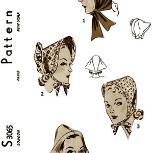 S 3065 Pattern BONNET Hats PDF Ledger 22" Head - Etsy