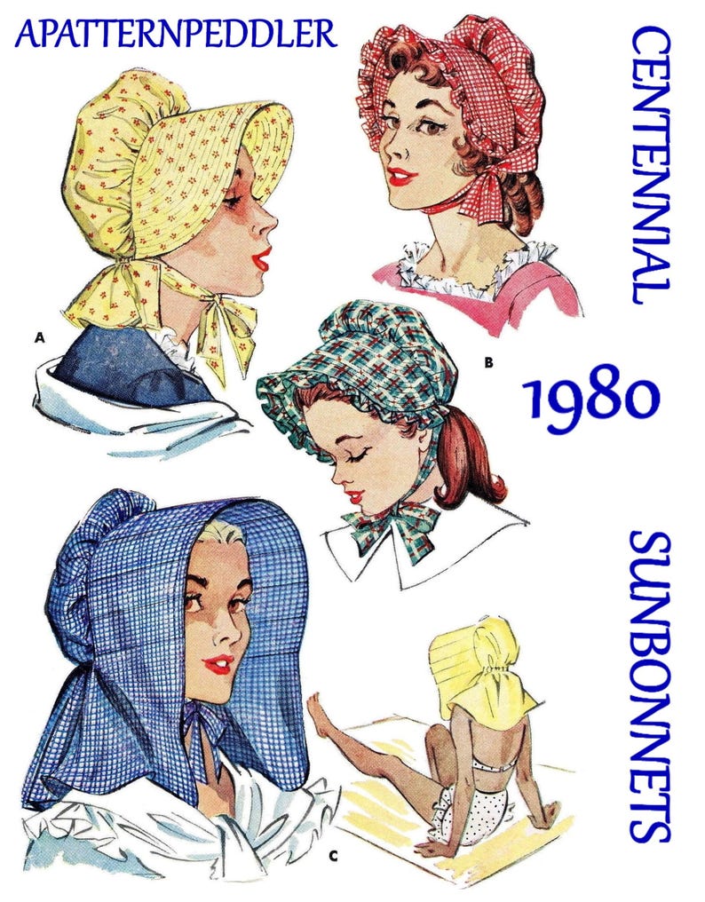 M 1980 HATS Bonnets Sewing Pattern Sunbonnet PDF - Etsy UK