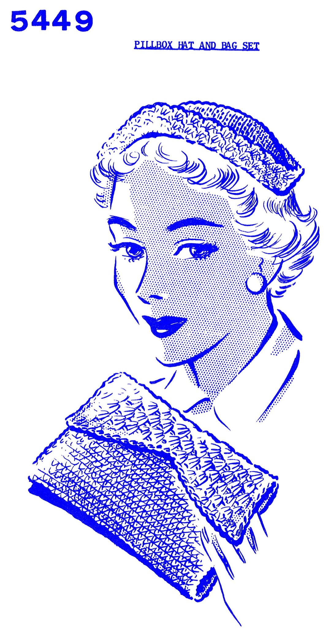 Pillbox Hat & Bag Crochet Pattern Crocheted Crocheting Design 5449 Pdf ...