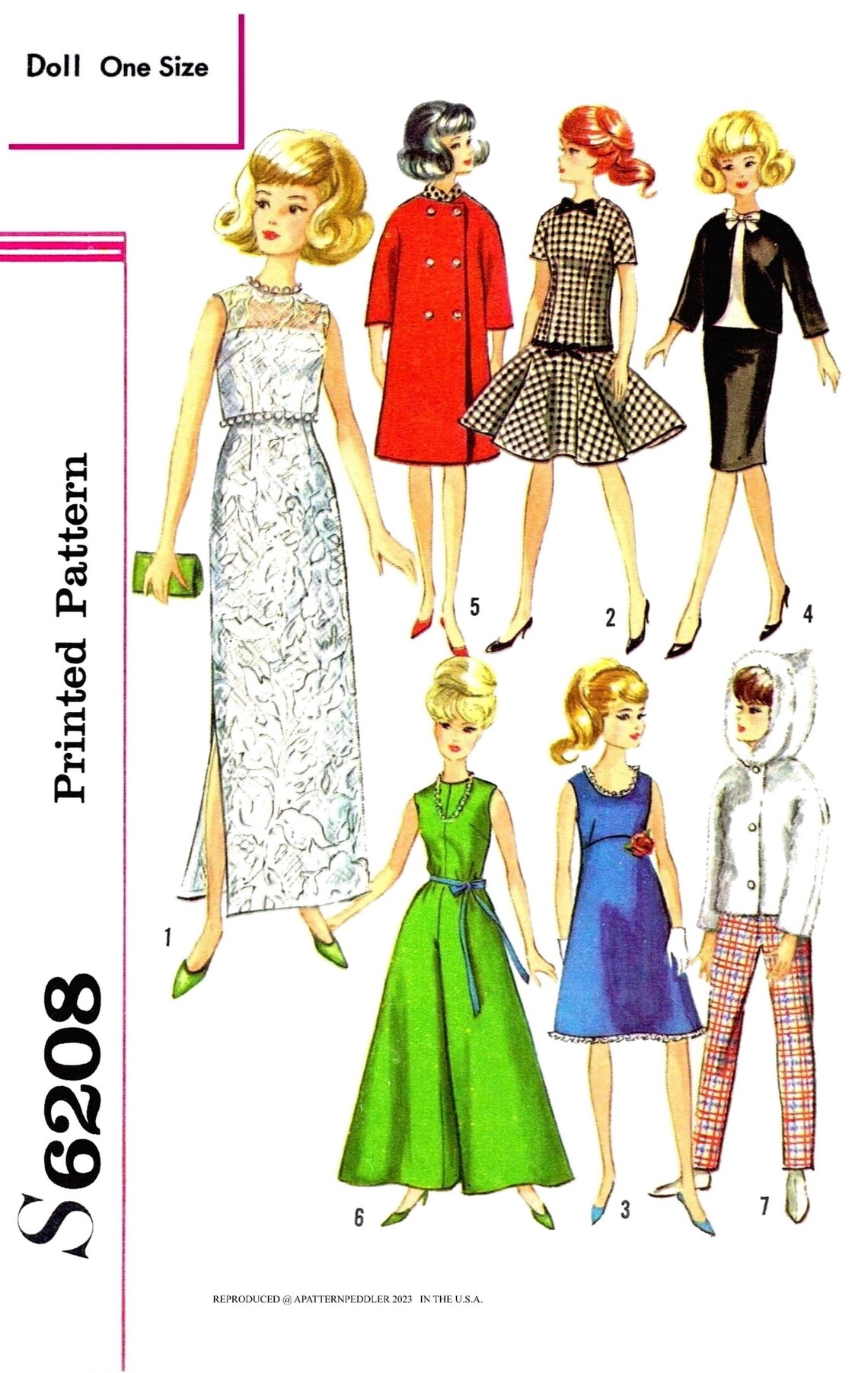 Letter Fashion Doll Sewing Pattern S 6208 Clothing Pdf - Etsy