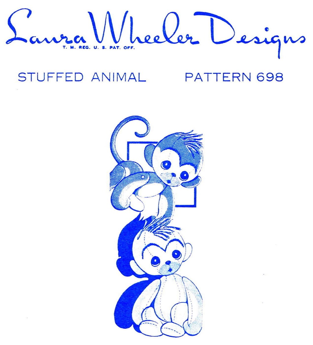MONKEY Stuffed Animal Pattern Laura Wheeler Designs 698 Ledger - Etsy