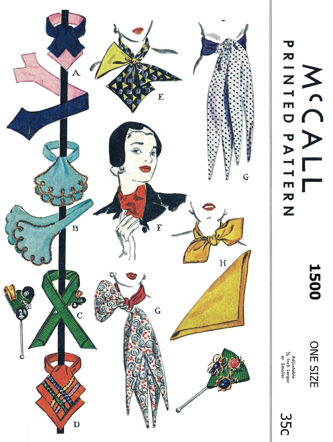 Mccall 1500 Accessory Pattern One Size Womens 1940s Ledger 11x17 Pdf - Etsy