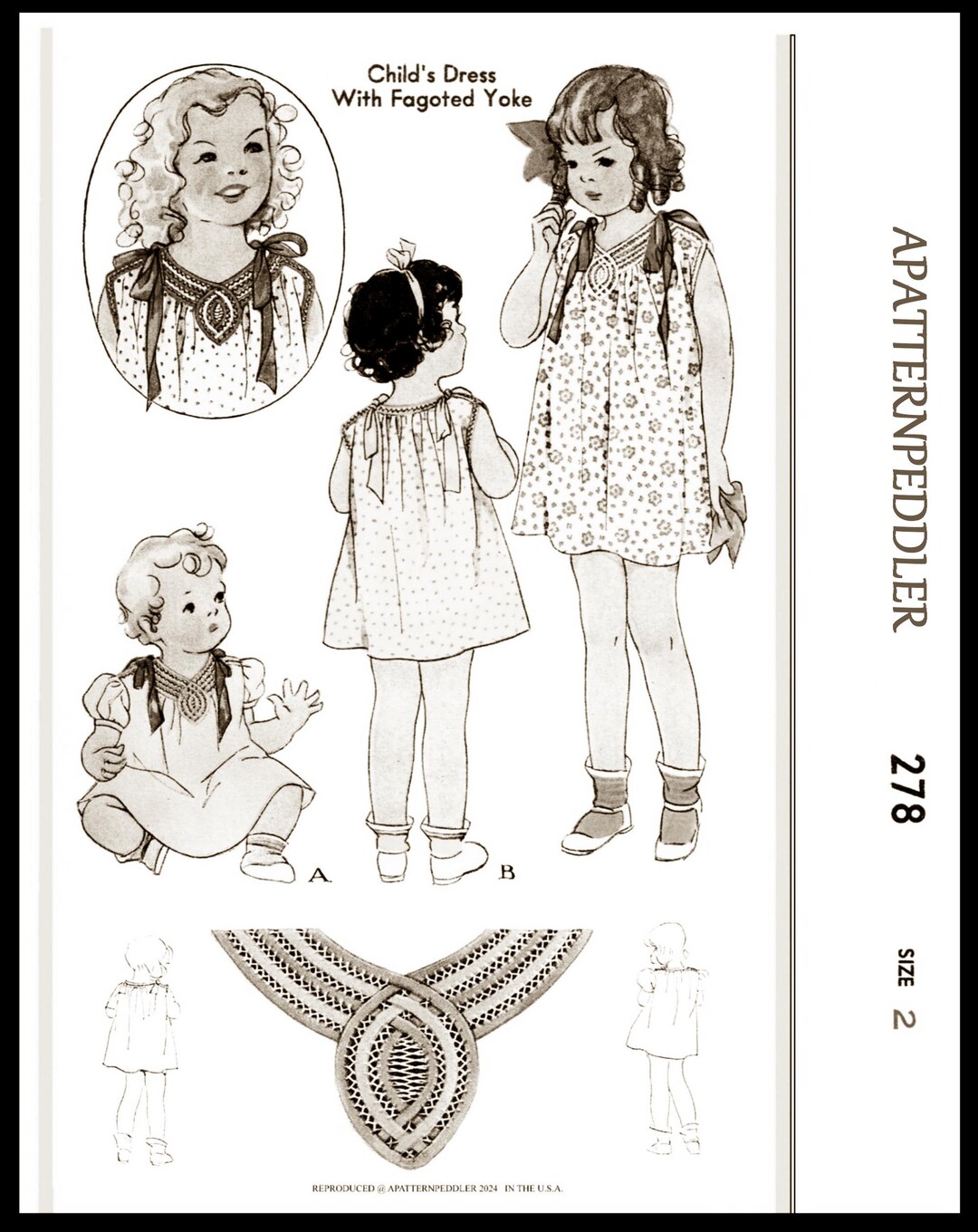 Size 2~ M 278 Fagoted Dress Frock Pattern Frock Child Girls Toddler Pdf ...