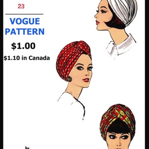 23 7519 Vogue Designer Halston TURBAN Hat Ledger - Etsy