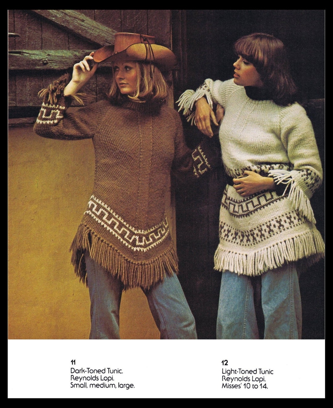 2 Western Country Cowgirl Fringe Poncho Top Knit Knitting Knitted 101 ...
