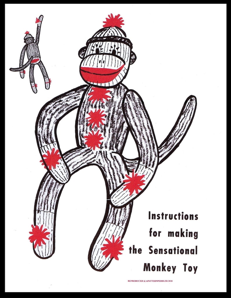 LETTER Sock Monkey Pattern Mail Order Stuffed Animal Toy 1940s Pdf - Etsy
