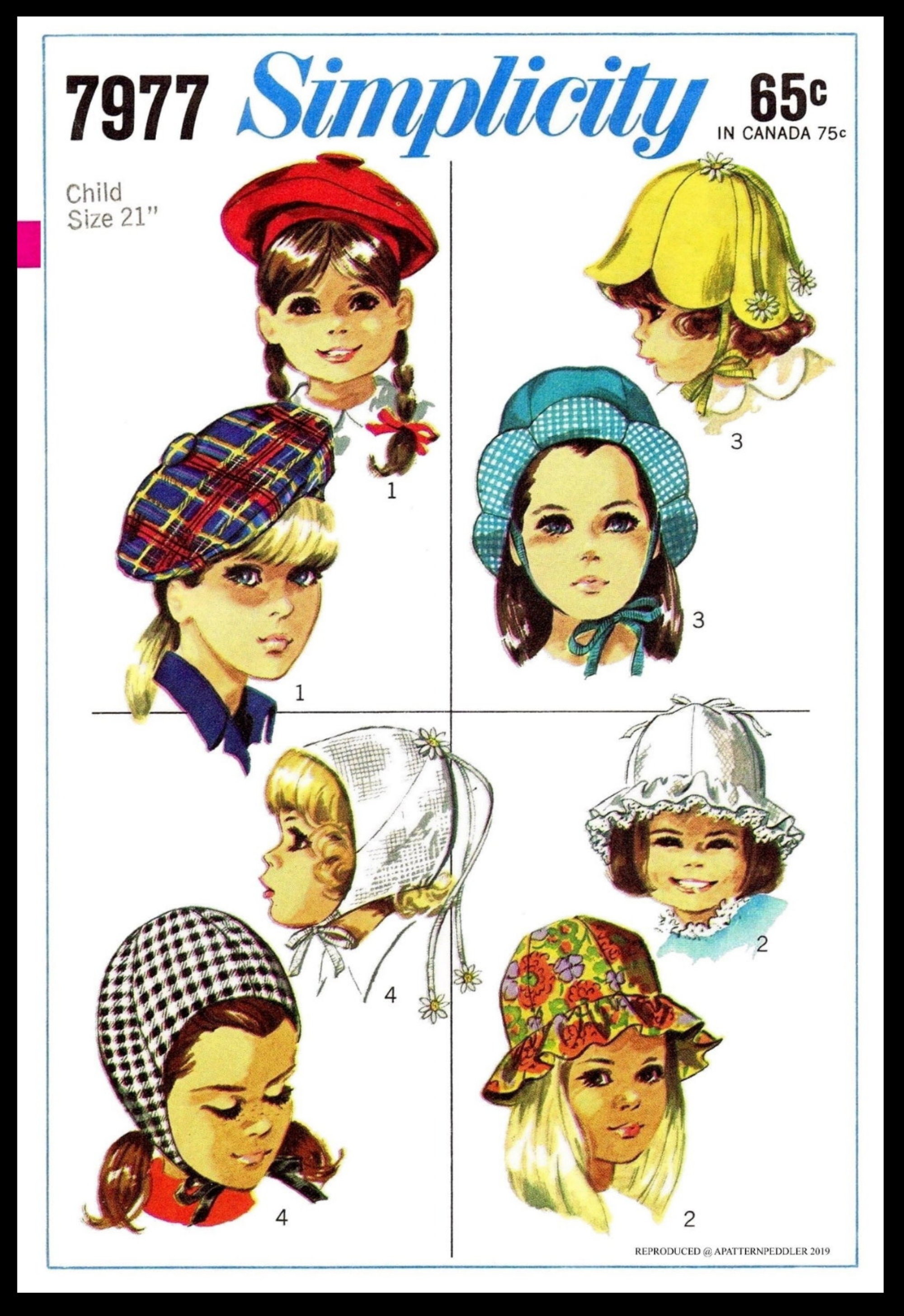 Head 21 SIMPLICITY 7977 Child Girl's Simple Hats - Etsy