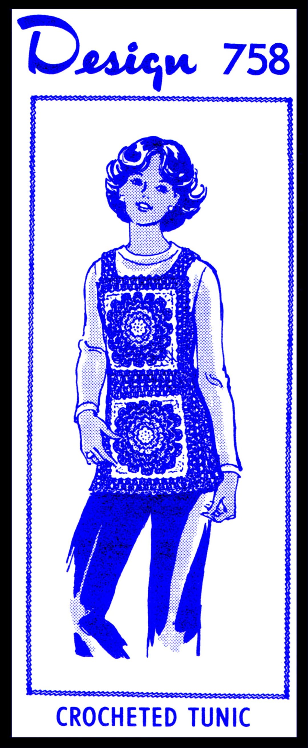 Granny Square TUNIC Top Overlay CROCHET Pattern Crocheted Crocheting ...