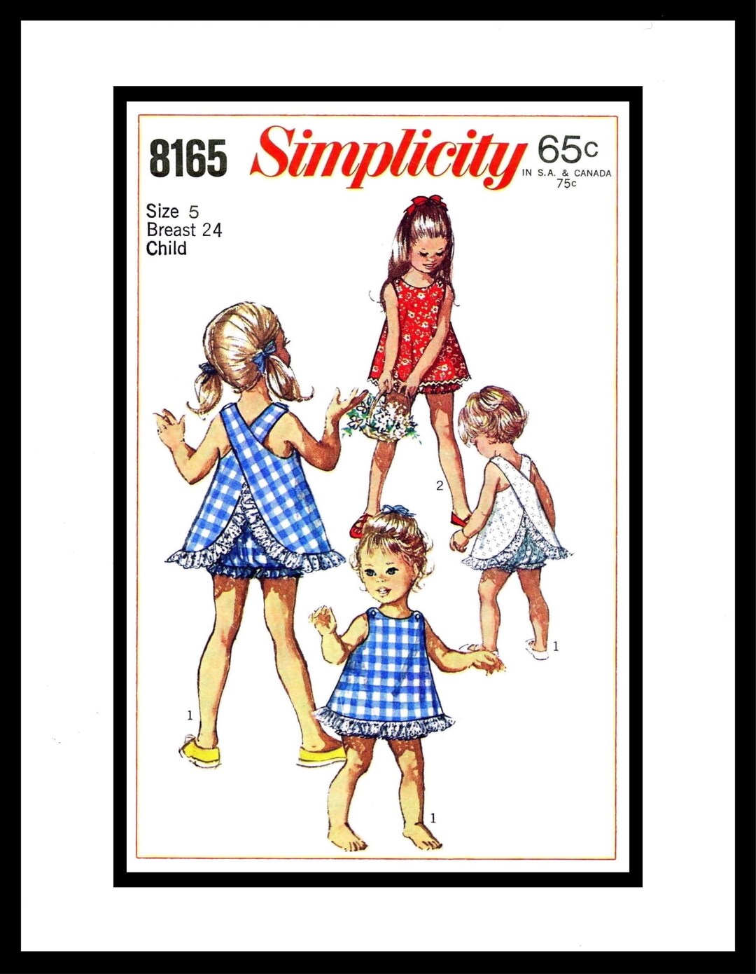 Sz 5 Simplicity 8165 Pattern Child Girl's Summer Romper Playsuit ...