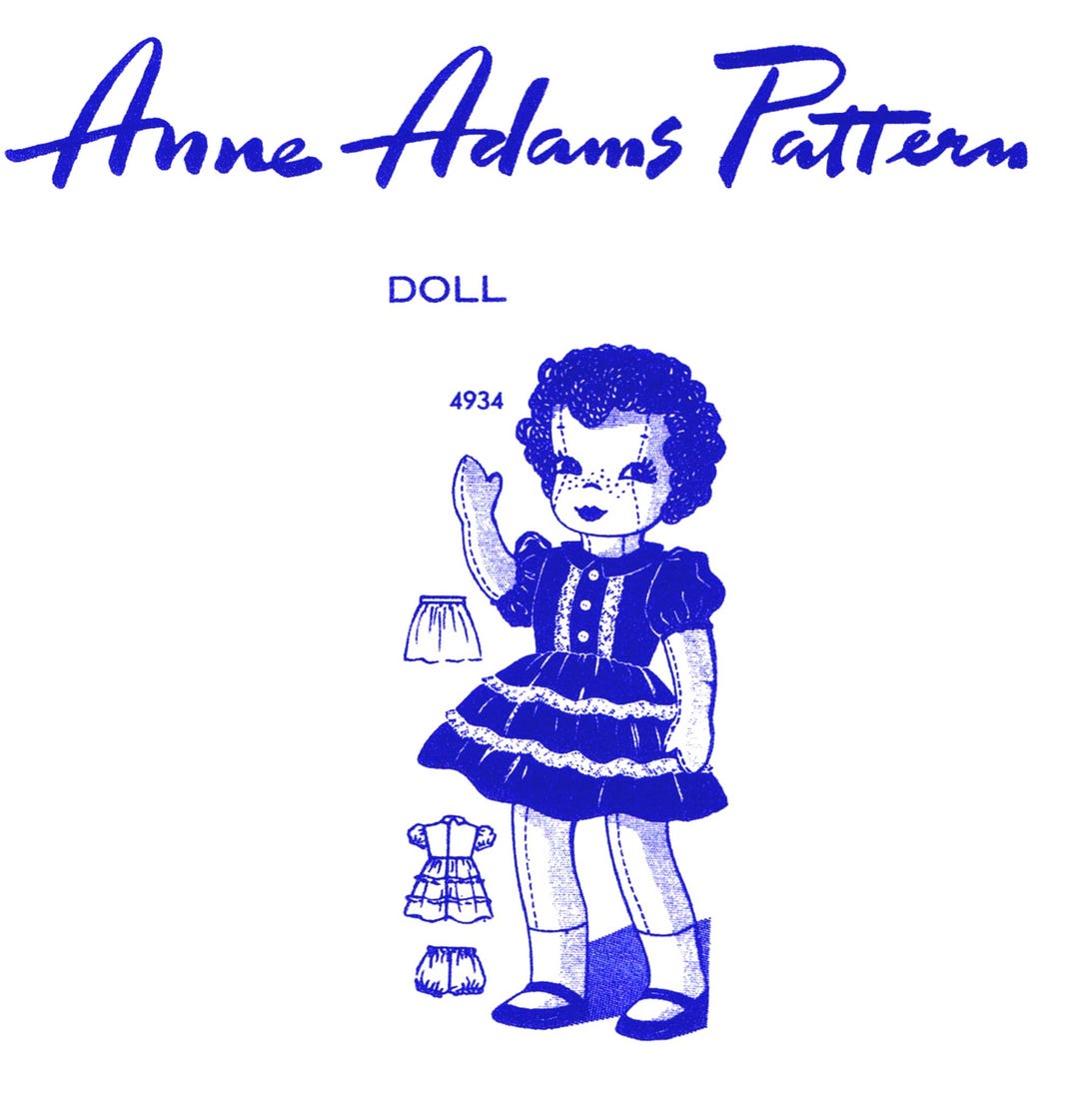 Jointed Soft Girl DOLL Pattern and Clothes Anne Adams 4934 Mail Order ...
