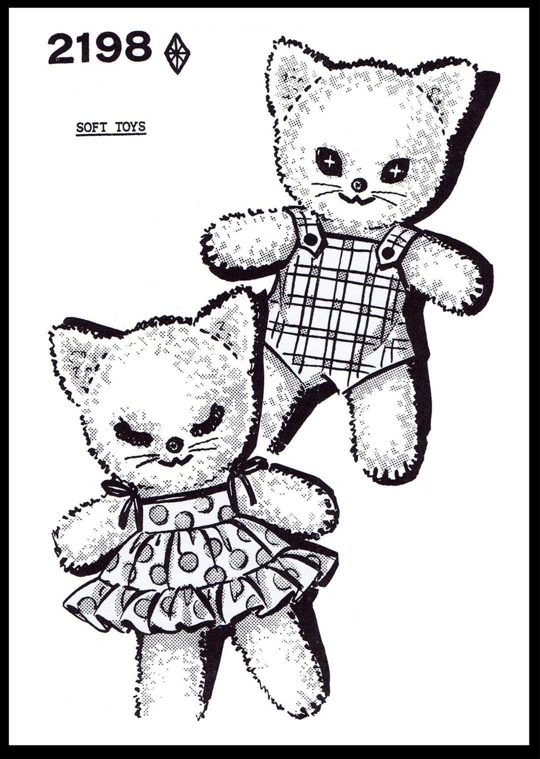 Terry Cloth Pattern CAT Kitty Kitten Twins Mail Order Design 2198 ...
