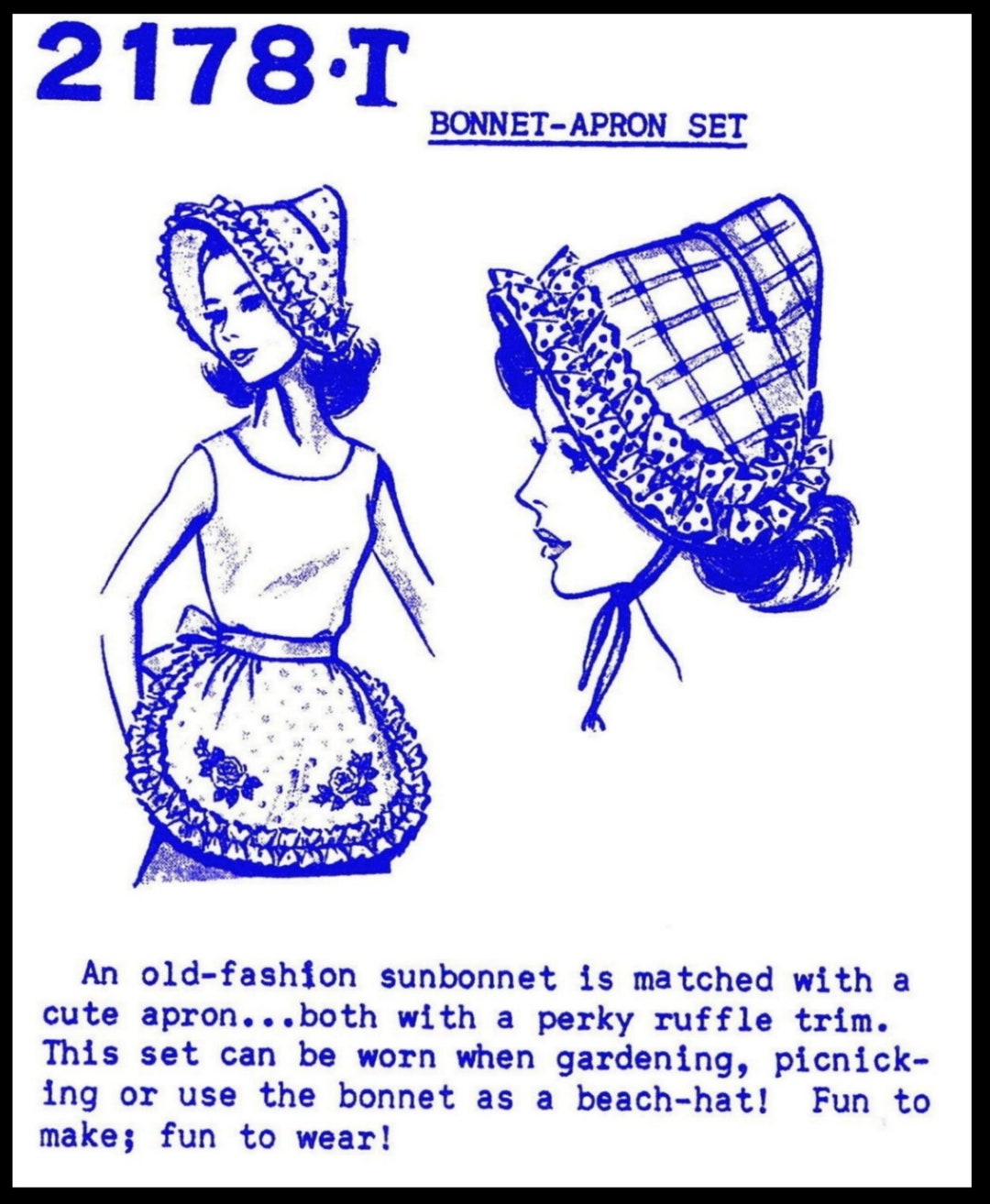 Bonnet & APRON Hats Cap Pattern Women's Accessories Farmers 1 Size Mail ...
