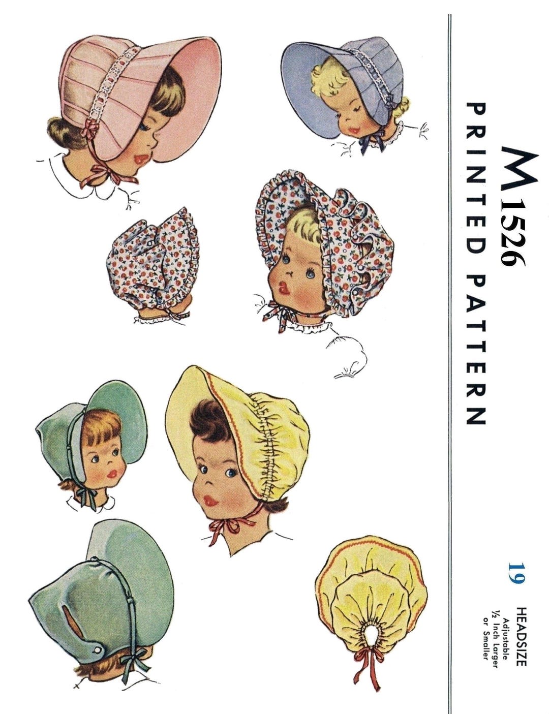 Child 19" Head BABY BONNET Hat Sewing Pattern M 1526 Sunbonnet Pdf - Etsy