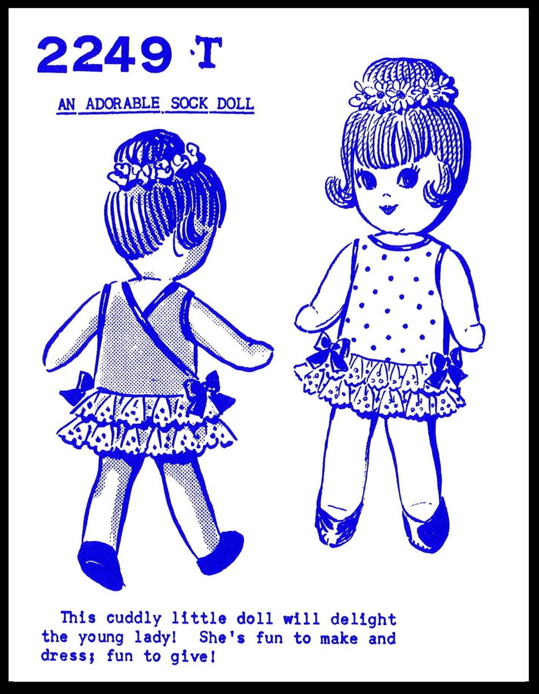 Letter Girl Sock Doll Design 2249-T Pattern 1940s Toy Craft Pdf - Etsy