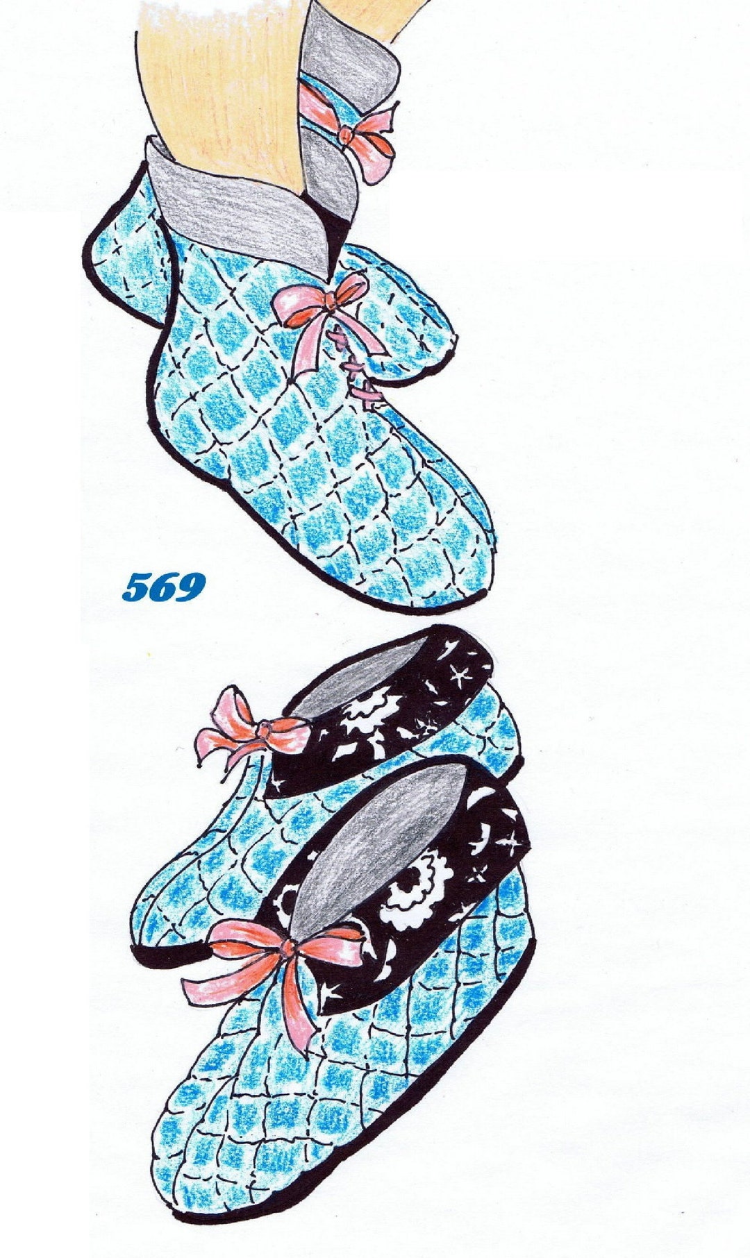 Quilted Boot Slippers Pattern 569 Design Mail Order S-M-L Pdf - Etsy