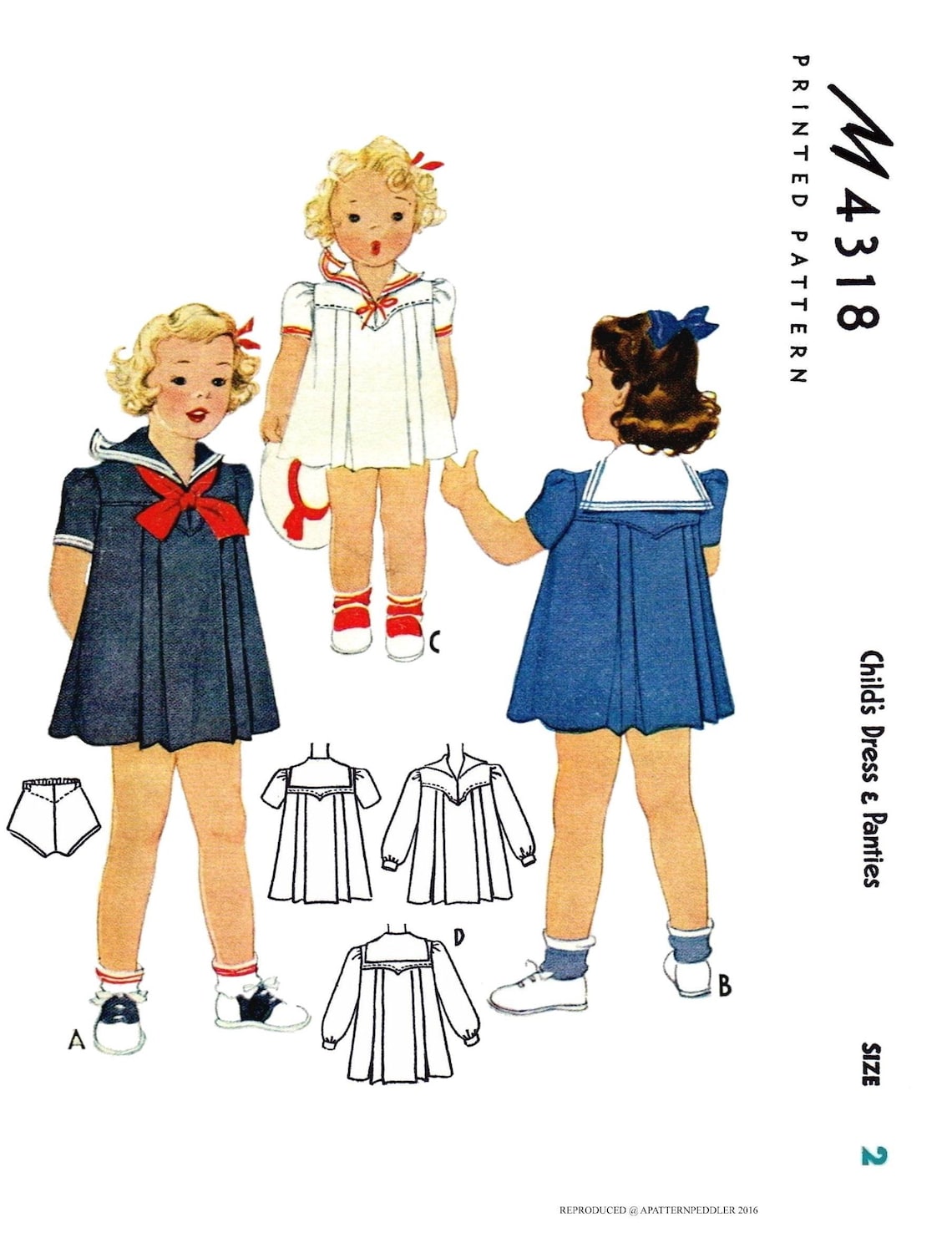 SAILOR Dress Sewing Pattern M 4318 Nautical Frock Sundress Size ~2~ Pdf ...