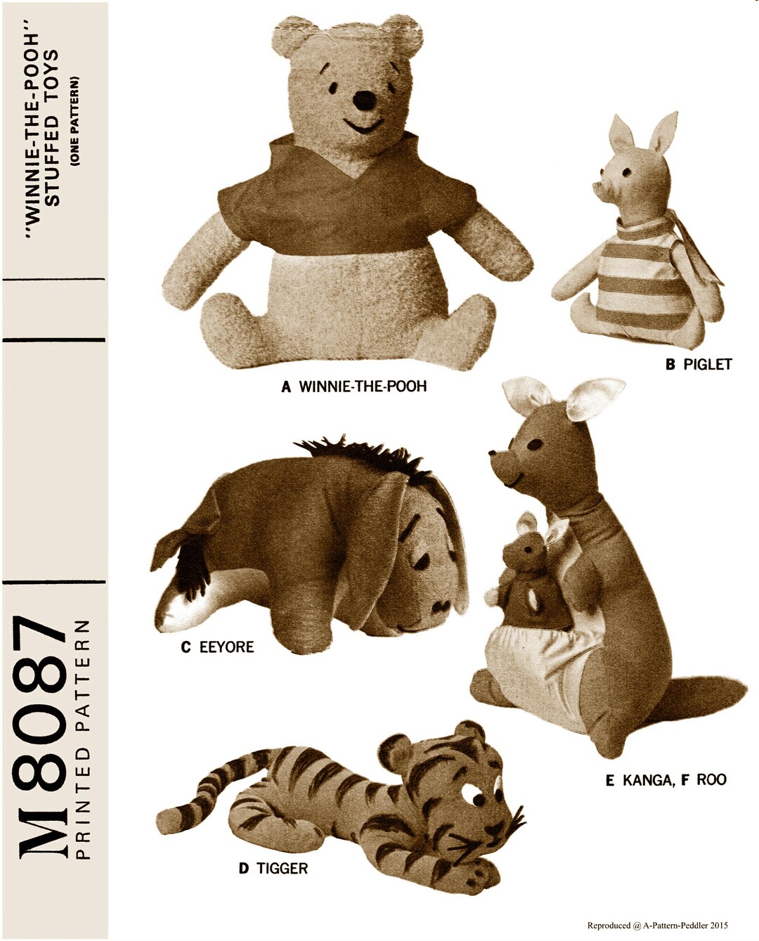 Letter M 8087 Pattern Winnie Pooh and Friends Stuffed Animal Toy Piglet ...