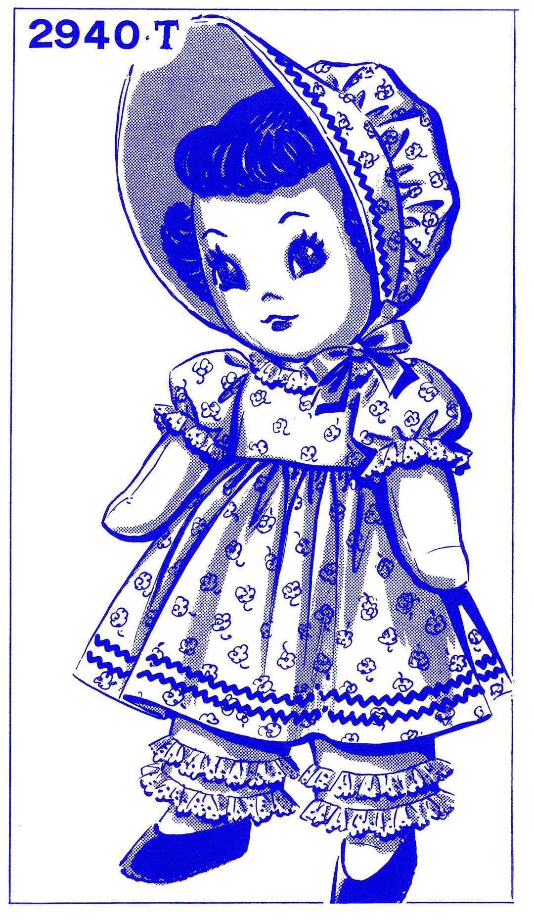 Letter Sunbonnet Sue Girl Sock DOLL & Clothes Pattern 2940-T Mail Order ...