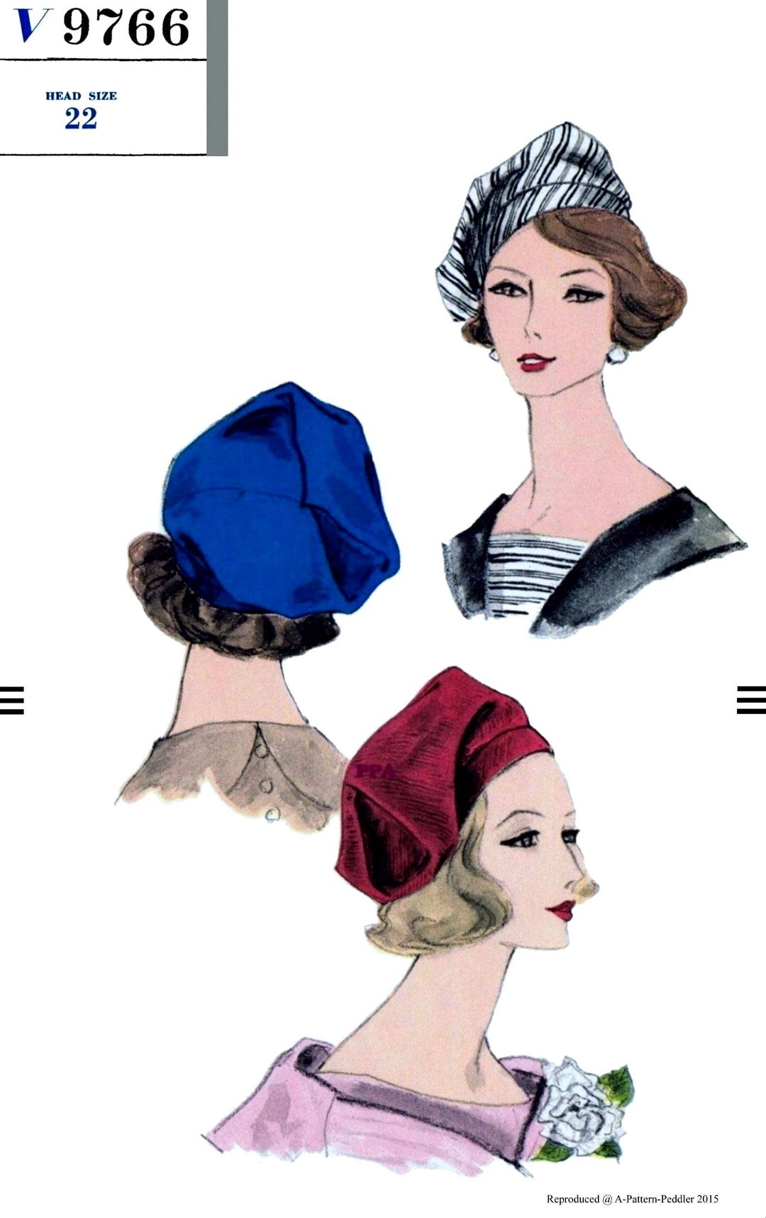 Draped TOQUE Hat Sewing Pattern V 9766 Designer Chemo Millinery Pdf - Etsy