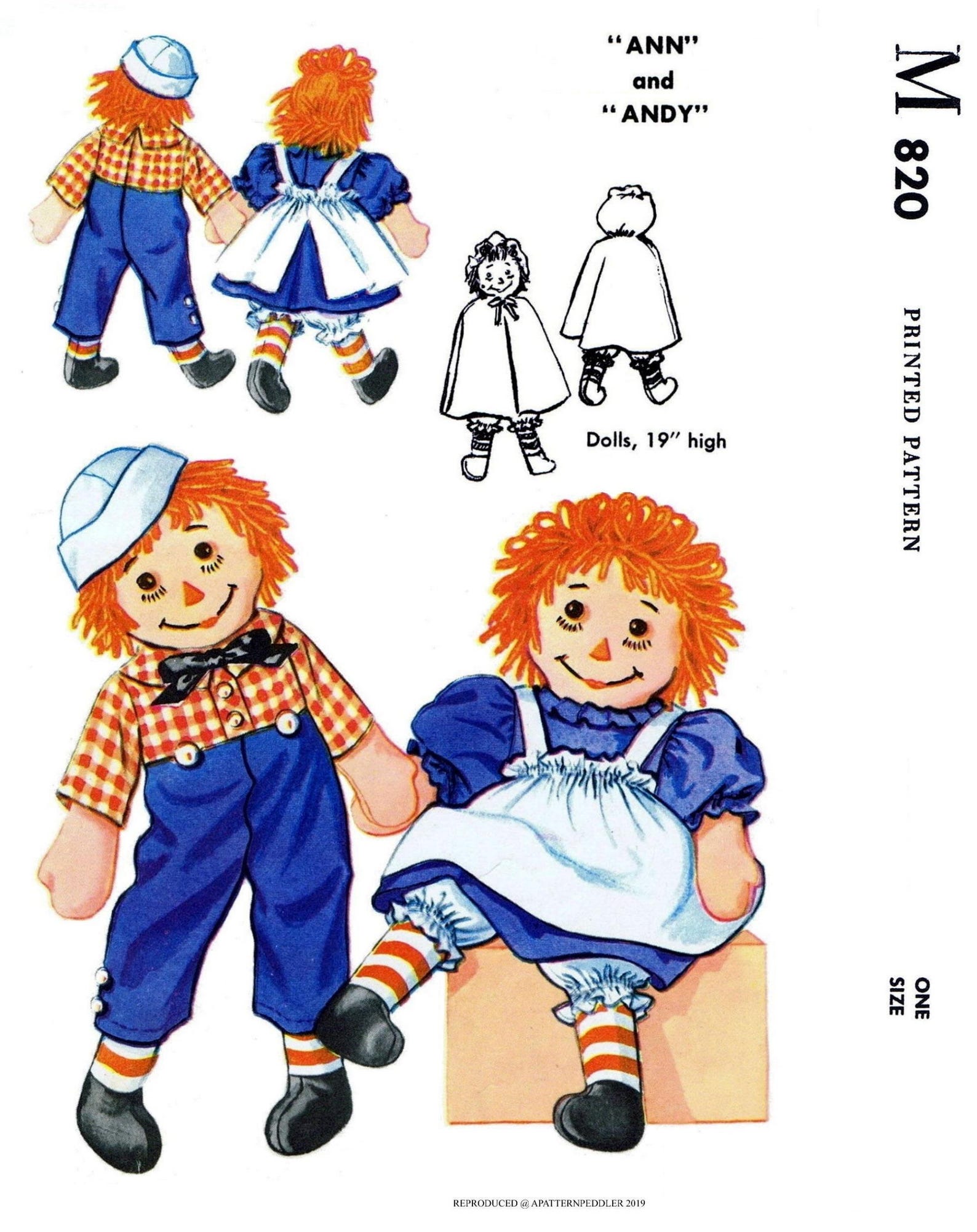 LEDGER M 820 Ann & Andy Doll Pattern W/clothing Approx. 19" Tall Pdf - Etsy