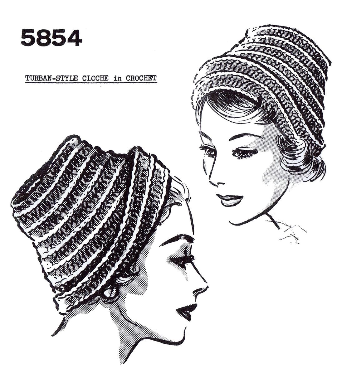 Millinery Crochet Crocheted Crocheting Pattern Design 5854 Turban ...