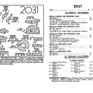 S 2031 Pattern Hats 1930's Millinery Pdf - Etsy