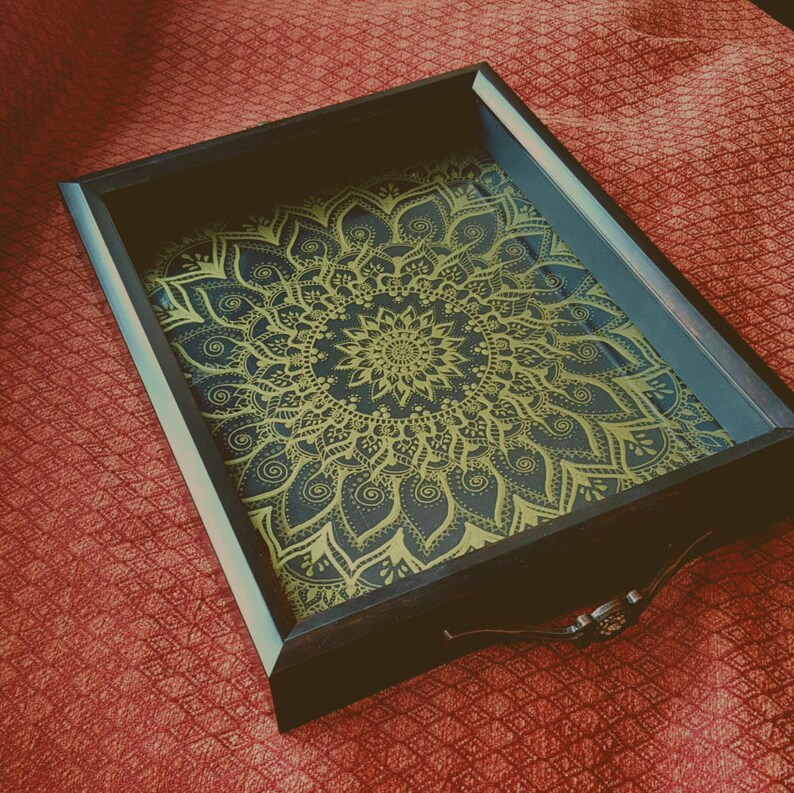 Mandala Decor, Mehndi Henna Art, Wooden Tray, Ottoman Tray, Custom Hand ...