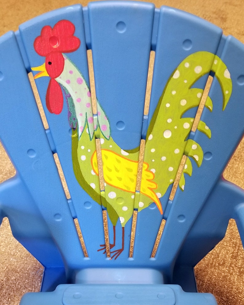 Whimsical Farm Rooster Hand Painted on Blue Chair | Kid's/ Toddler ...