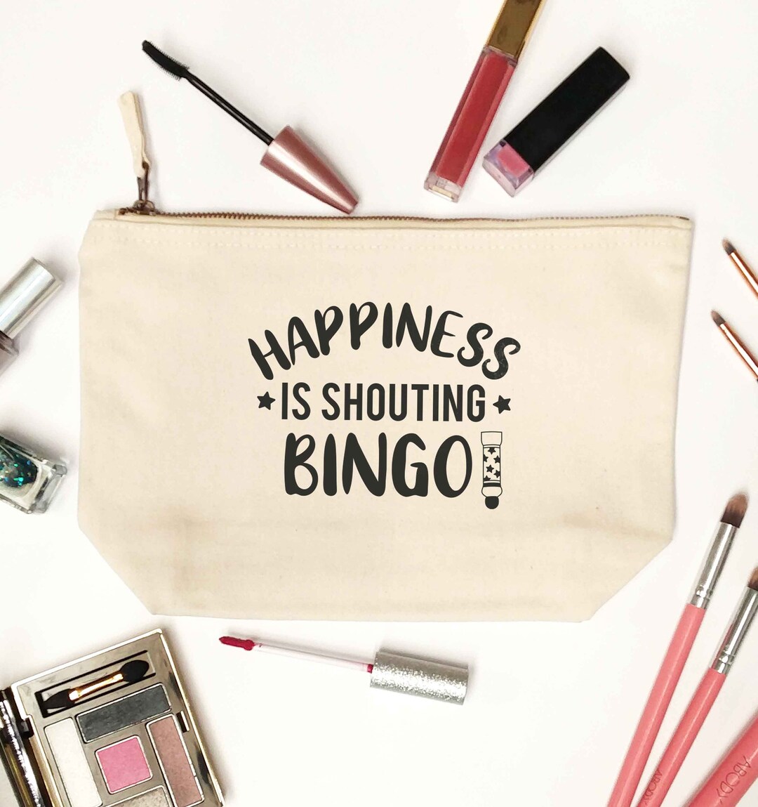 Happiness is Shouting Bingo, Makeup Bag / Wash Bag Funny Numbers Game ...
