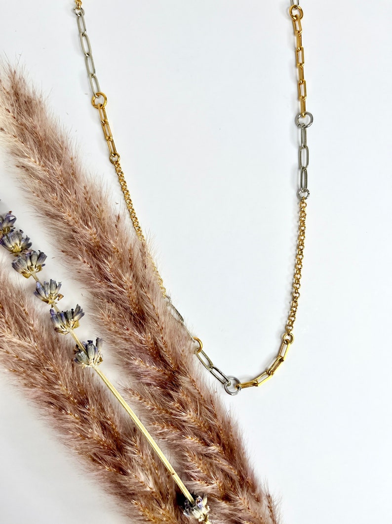 Two Tone, Mixed Metal Chain Necklace in Gold and Silver - Etsy