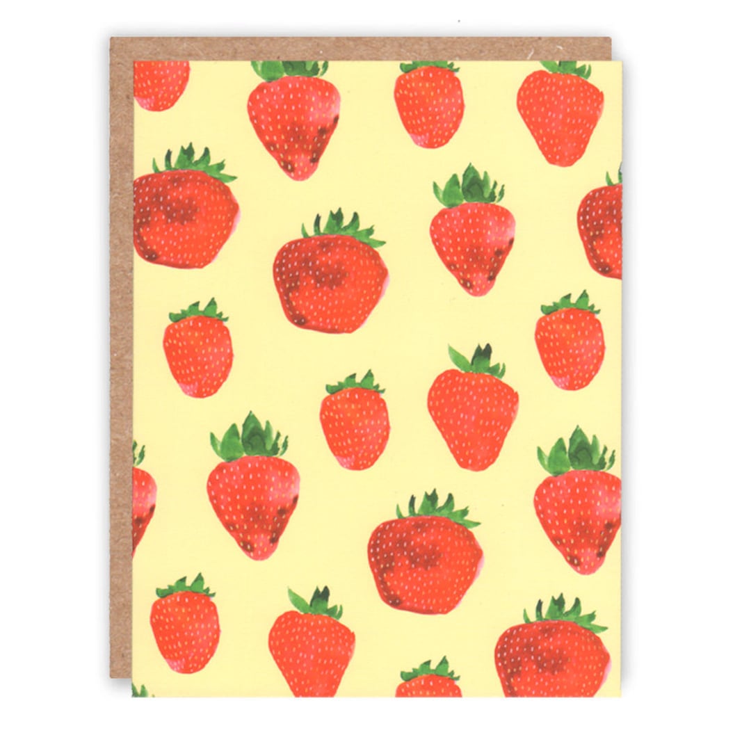 Watercolor Strawberry Card - Etsy
