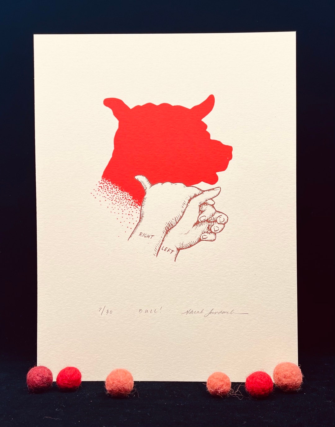 Bull Shadow Puppet | Bull Art | Bull Print - Etsy