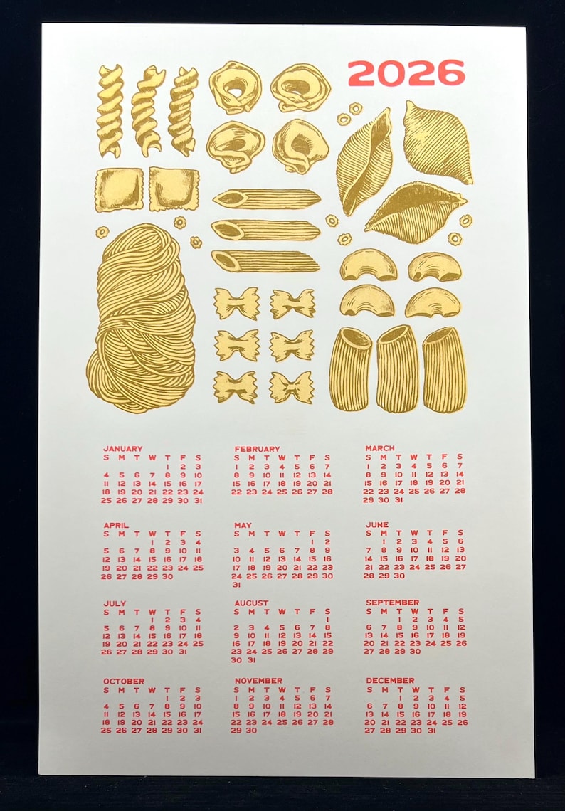 2026 Risograph Pasta Calendar - Etsy