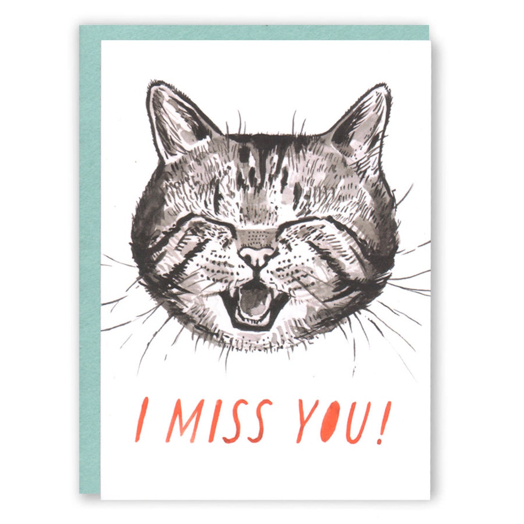Miss You Cat Card I Miss You Kitty Love Kitten Art Cat Face Cat Art ...