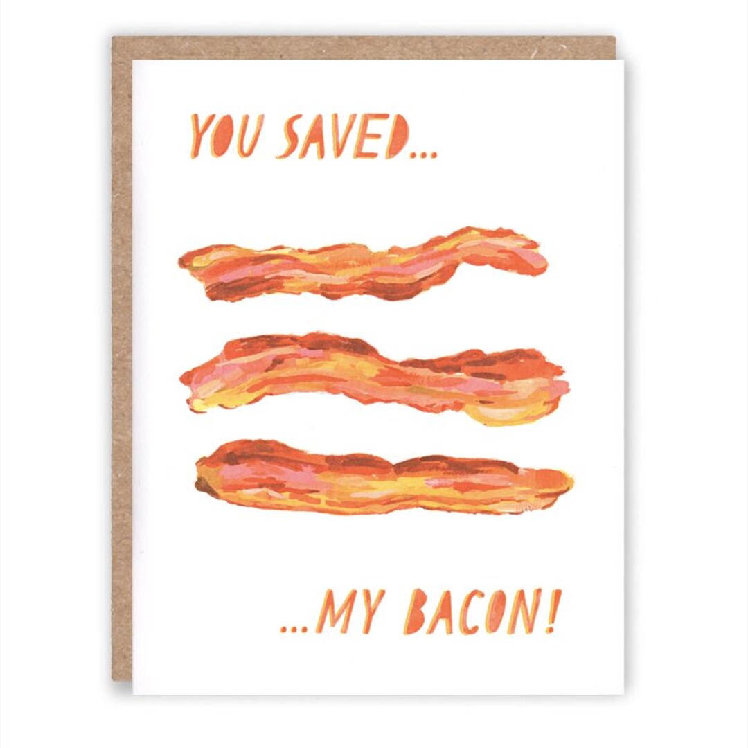 Bacon Card | Thank You Card | Greeting Card | Bacon | Bacon Art | Bacon ...