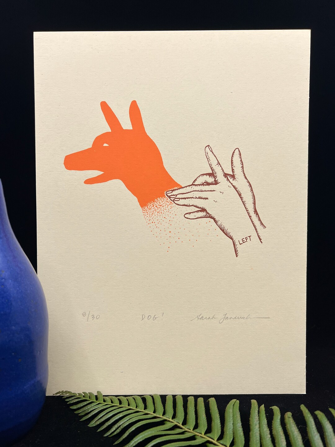 Dog Shadow Puppet Screen Print - Etsy