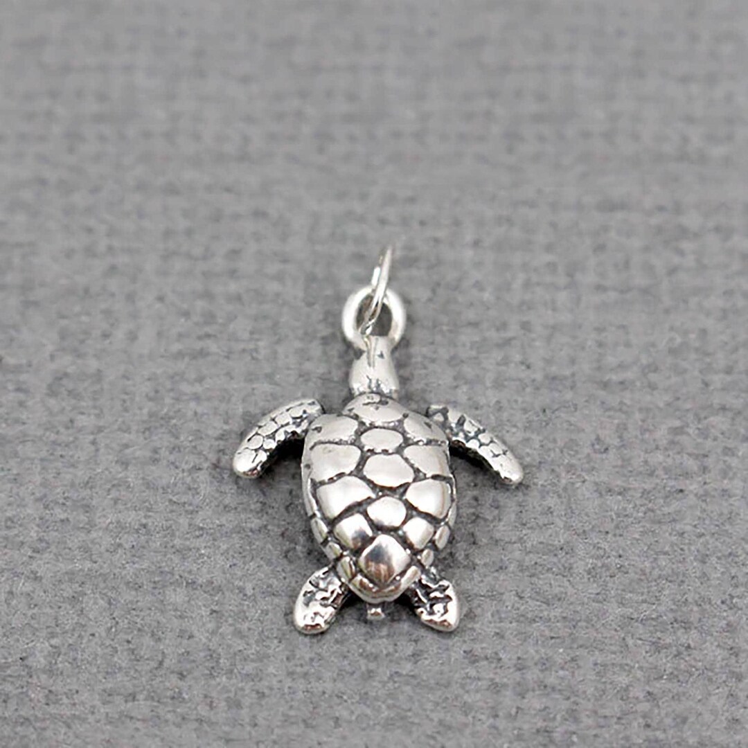 Sterling Silver Cute Turtle Charm, A La Carte Turtle Silver Charm, - Etsy
